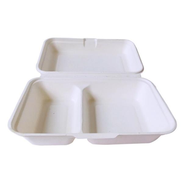 Quality 600ml 1000ml Dinnerware Compostable Party Tableware Bagasse Pulp Lunch Bento Box for sale