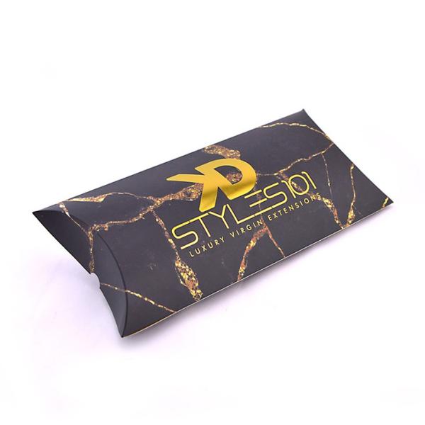 Quality Luxury CMYK 4C Printing Paper Pillow Box Packaging With Gold Foil for sale