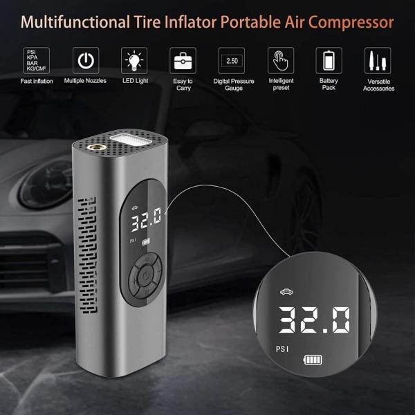 Quality Portable YANTU AM32 Metal Cordless Digital Tire Inflator for Bicycles Cars and for sale