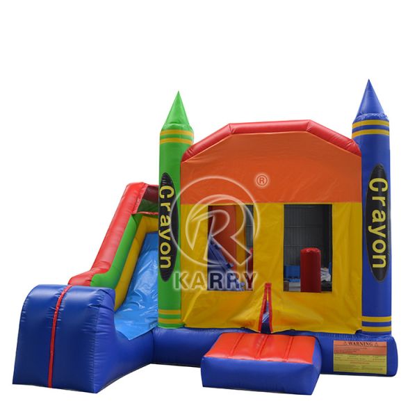 Quality Blower-Equipped Inflatable Crayon Bounce House with Side Slide and Customizable for sale