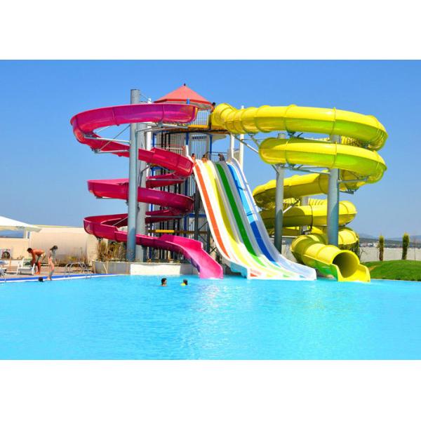 Quality Fiberglass Combination Water Park Slide For Adult / Spiral Swimming Pool Slide for sale