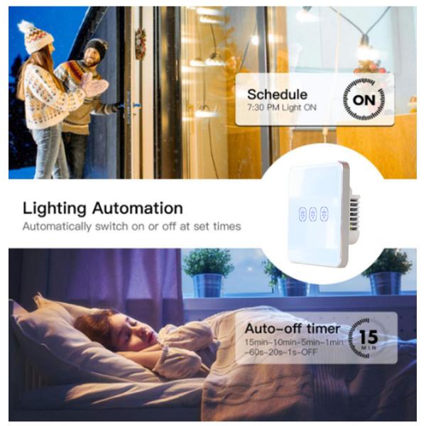 Quality WiFi 240V 2 Gang Tuya Smart Switch With Google Alexa Voice Control for sale
