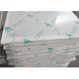 Quality Square Perforated Metal Decorative Acoustic Ceiling Tiles Custom Coloured , ISO for sale