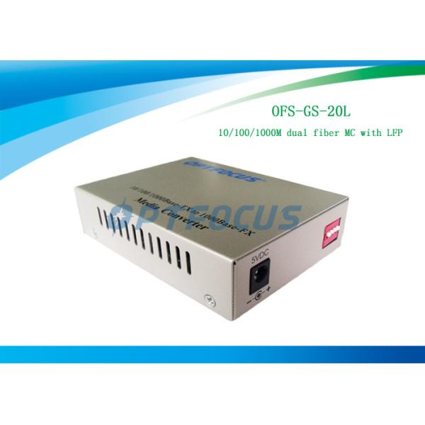 Quality 20 km Single Mode LFP Media Converter 10 / 100 / 1000 Base - Tx to 1000Base - LX MC 1310 nm for sale