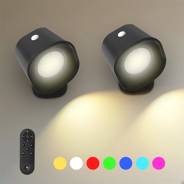 Quality 81 71 128mm Portable RGB Sensor LED Wall Light Remote Control Multi Effects Indoor Christmas Party Black White for sale