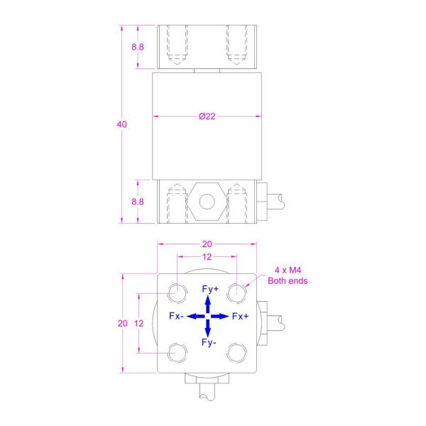 Quality 2-Axis Load Cell 1kN 500N 200N 100N 50N 20N Two Dimensioal Force Sensor for sale