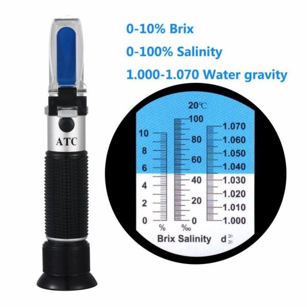 Quality Portable Refractometer 0-10%Brix Digital Test Meter 0-100%Salinity Automatic for sale
