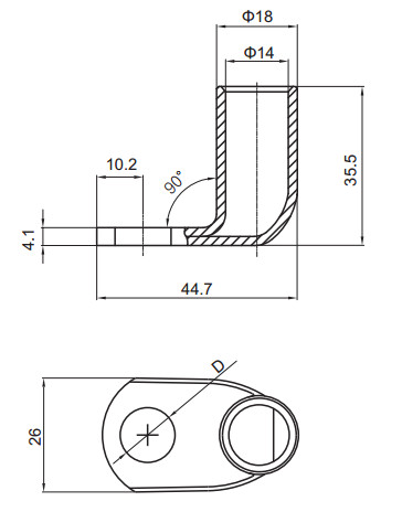 Quality Vehicle Bending Tube Cable Lug Terminal Auto 90 Degree Ring Terminal for sale