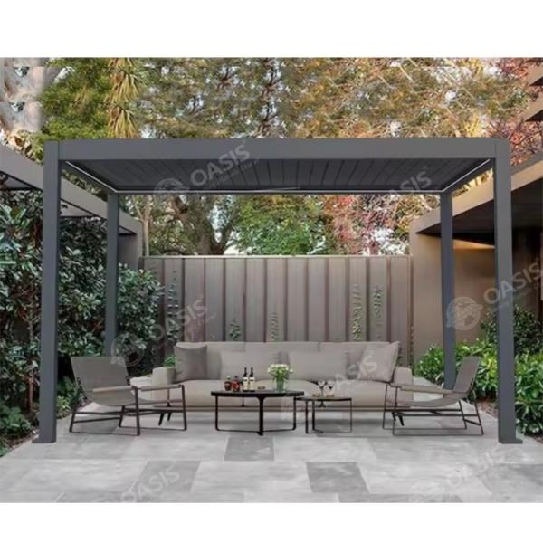 Quality Bioclimatic Aluminum Remote Electric Louvered Pergola Wind Resistant Easy Assembly for sale