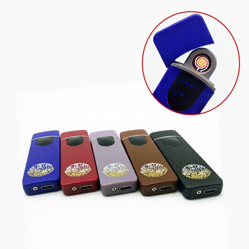 Hot Selling Promotion Touch Induction Lighter USB Rechargeable Tungsten Wire Electronic Lighters Logo Custom Lighter Custom Image Logo Refillable Red Glow