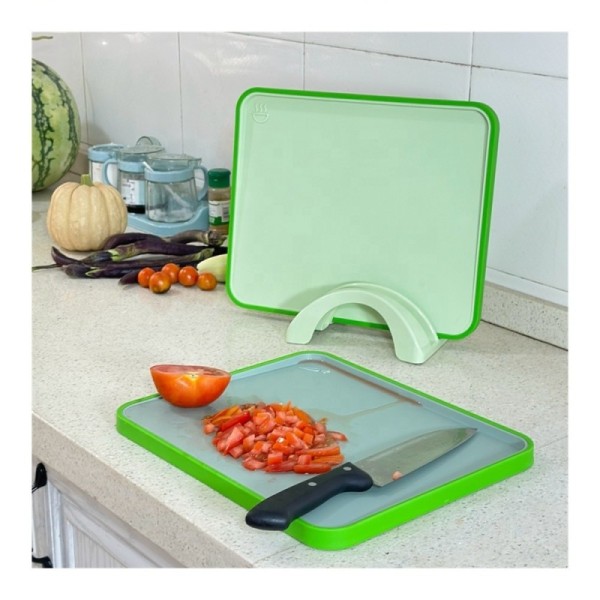 Quality Custom Colored PP Chopping Blocks With Tray Index Plastic Cutting Board Set for sale