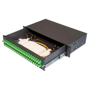 Quality Network 2U 48 Core Rack Fiber Optical Patch Panel Hand Pull Type 482mmx240mm for sale
