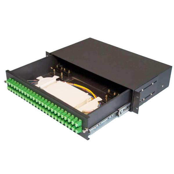 Quality Network 2U 48 Core Rack Fiber Optical Patch Panel Hand Pull Type 482mmx240mm for sale