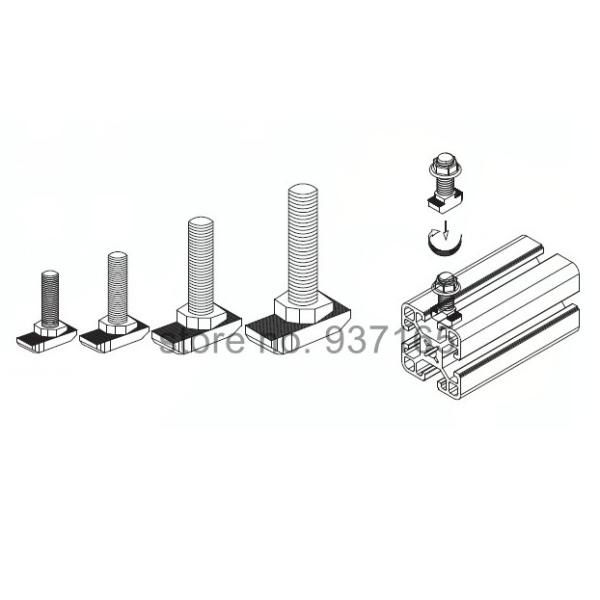 Quality Silver M8x16 M8x20 Tee Slot Bolts 3030 Aluminum Extrusion Parts for sale