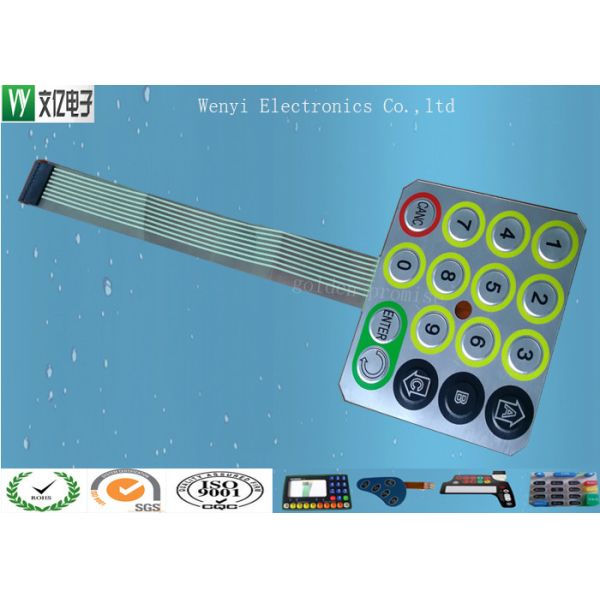 Quality Wire Drawing Treatment Metal Dome Membrane Switch Mirror Effect Silver PC Overlay for sale