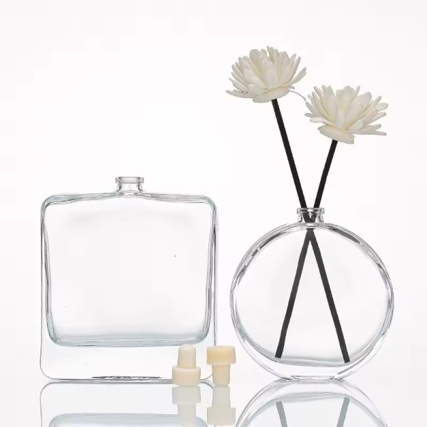 Quality Empty 100ml Luxury Round Square Clear Glass Reed Diffuser Bottle for sale