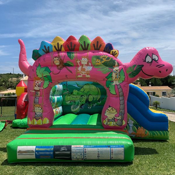 Quality CE/EN14960 Certified Inflatable Bounce House Castle with Cute Dinosaur Zoo Theme for sale