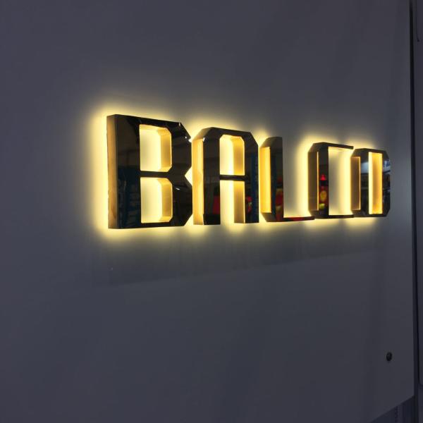 Quality Electroplating Gold Mirror Metal Backlit Letter Sign M4 Screw Mount for sale