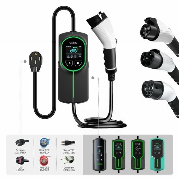 Quality Type 1 Plug Level 2 Shell Material PC EV Charger with LCD Display and Charging for sale