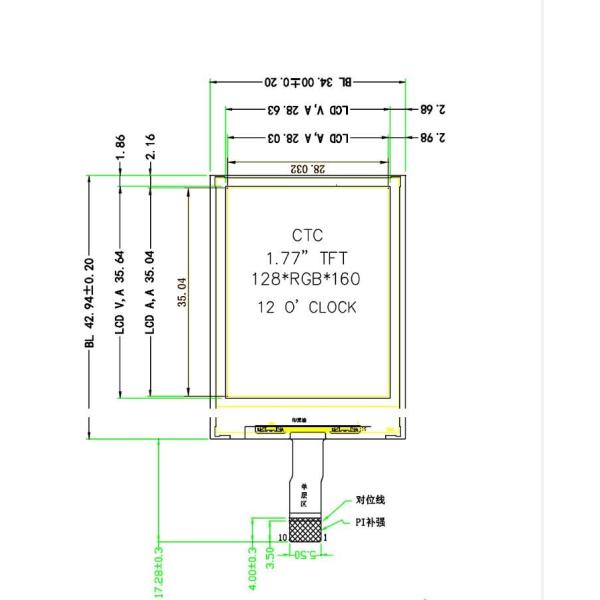 Quality 1.77 inch tft display module, 128x160 resolution, 4wire SPI interface,220 c/d for sale