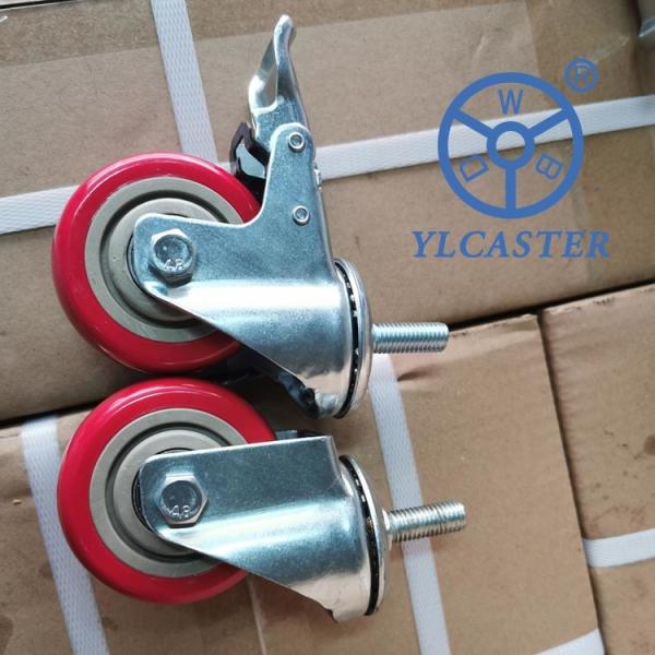 Quality 100mm Swivel Red PVC Casters Economical Trolley Wheels 90KG Capacity for sale