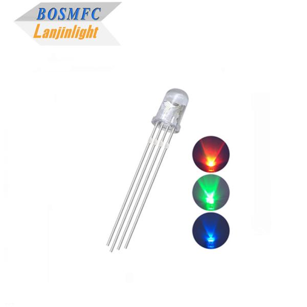 Quality 4 Pins RGB LED 5mm Through Hole 0.06W , Common Anode Water Clear Lens F5 Tri for sale