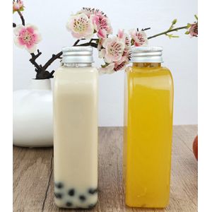 Quality Juice Milk 400ml Flat Plastic Drinking Bottles With Cap for sale