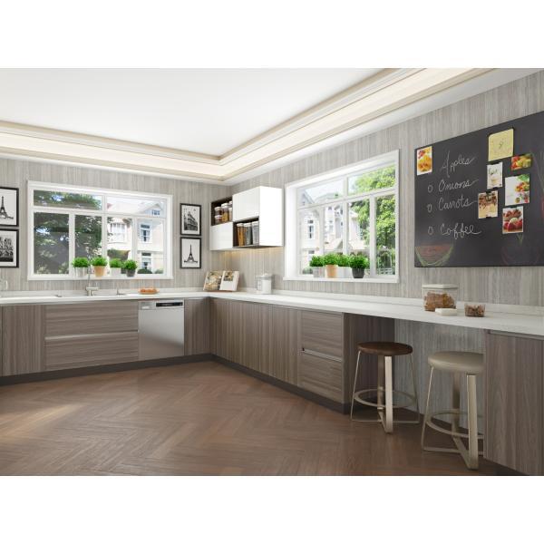 Quality Wall Mounted Modern Gray Kitchen Cabinets Melamine MDF Ready Made Cupboards for sale