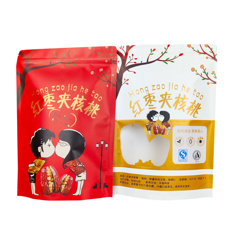 Quality Customized Printing White Kraft Stand Up Bags With Ziplock And Custom Window For for sale