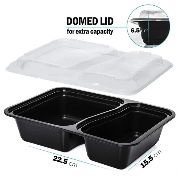Quality 2 Compartment BPA Free Lunch Boxes Rectangular Meal Prep Containers for Food for sale