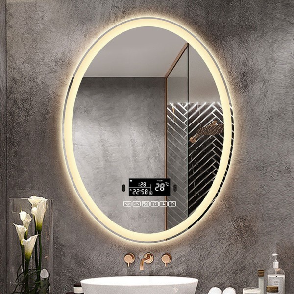 Quality Customized Touch Sensor Bathroom Mirror Wall Mounted Oval Backlit Bathroom for sale
