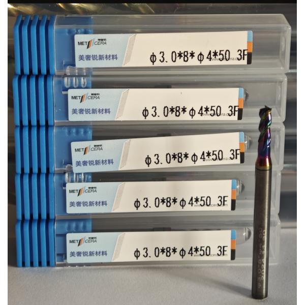 Quality MAE PLUS Three Flutes Carbide End Mill for Non-Ferrous Metal Machining 3mm,Φ3.0x8x4Dx50mm for sale