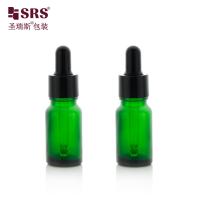 Quality D001-20ml Empty Green Glass Bottle Container With Black Plastic Dropper Cap for sale