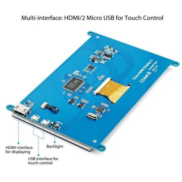 Quality Raspberry Pi4 HDMI 7 Inch TFT LCD Display 800x480 Dots With Capacitive Touch for sale