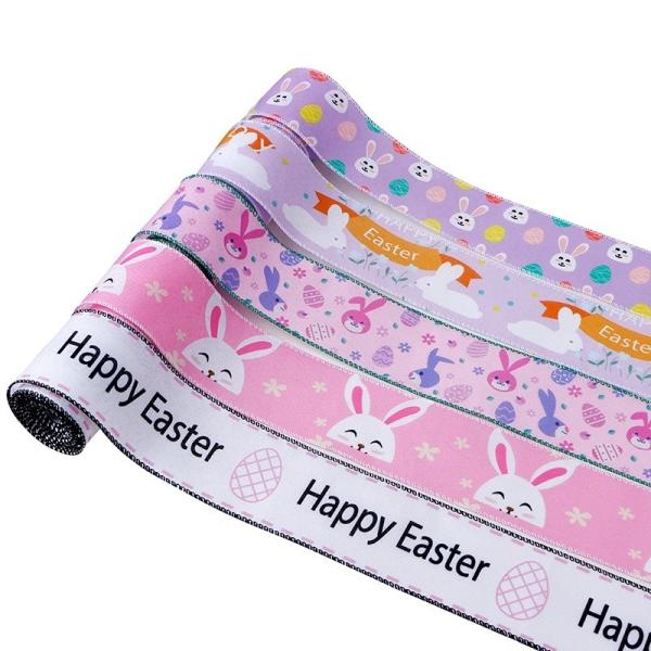 Quality Colorful 2.5 inch Easter Wired Ribbon Happy Holiday Decor with 2-1/2" Width MSD for sale