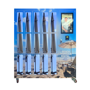 Quality Beach Sun Umbrella Rental Locker Vending Machine for Rental & Return – Card for sale