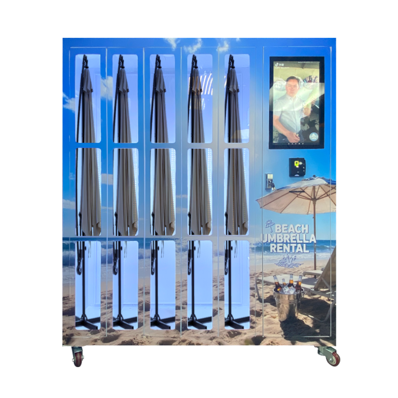 Quality Beach Sun Umbrella Rental Locker Vending Machine for Rental & Return – Card Reader for Beaches & Outdoor Resorts for sale