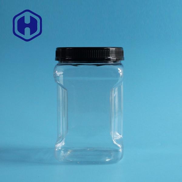 Quality 850ml Bpa Free Square Plastic Grip Jar With Lid PET Food Packaging for sale