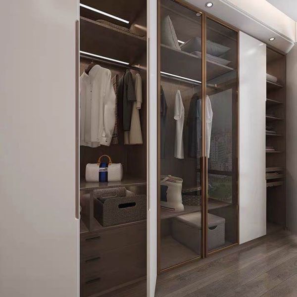 Quality Internal Storage Matte White Custom Swing Door Wardrobe High End Wood for sale