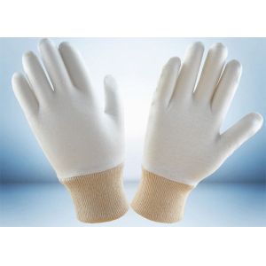 Quality mens white cotton industrial work gloves with knit wrist heavy duty designing for sale