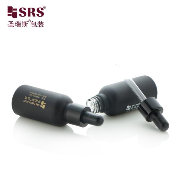 Quality D001-50ml Customizable Label Empty Dropper Bottle Black Matte Coating Design For for sale