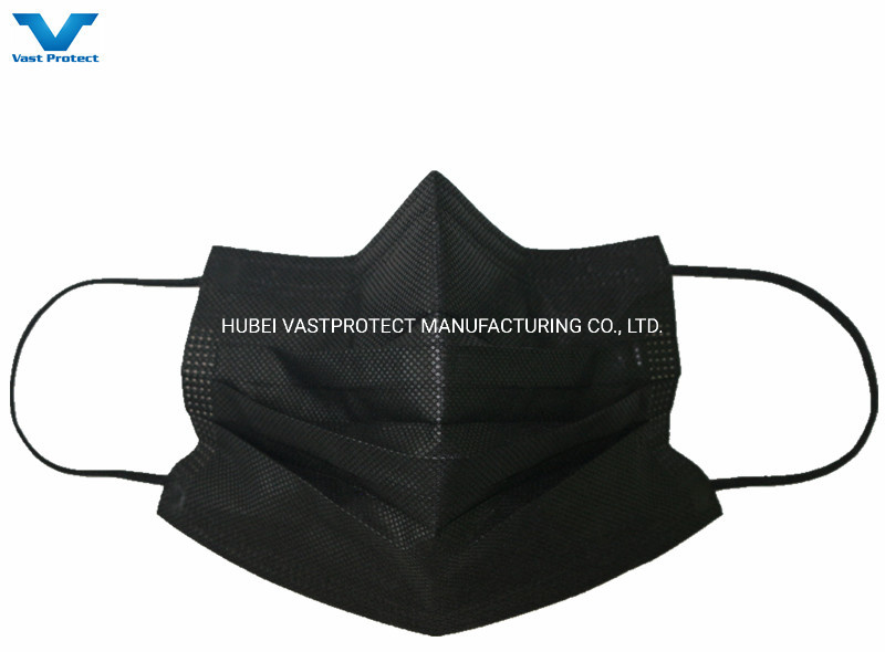 Factory Type I II Iir Protective Black White Earloop PP 3ply Non-Woven Disposable Face Mask