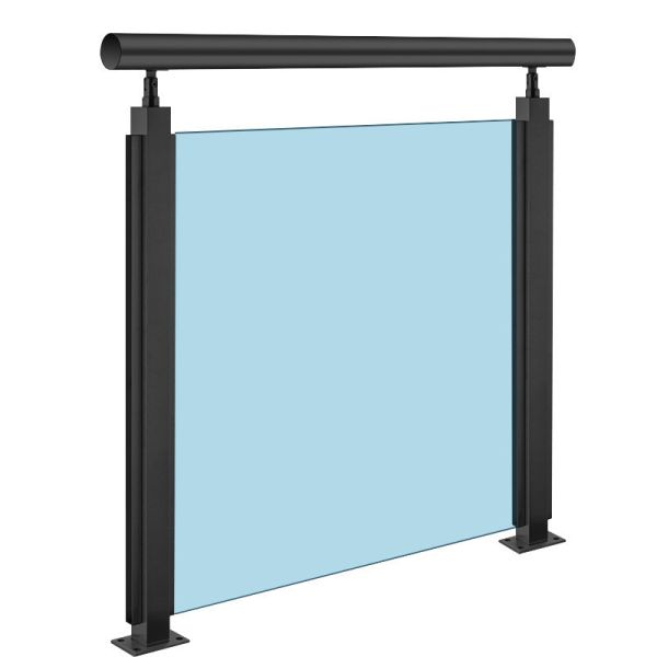 Quality Modern Design Style Wall Mounted Staircase Tempered Glass Railing with Post Baluster for sale