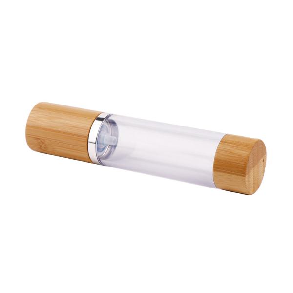 Quality Plastic Dispenser Lotion Cosmetic Airless Bottle With Bamboo Pump for sale
