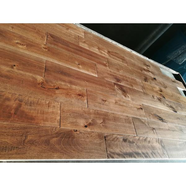 Quality Birch Solid hardwood Flooring, handscraped with chatter mark and stained color for sale