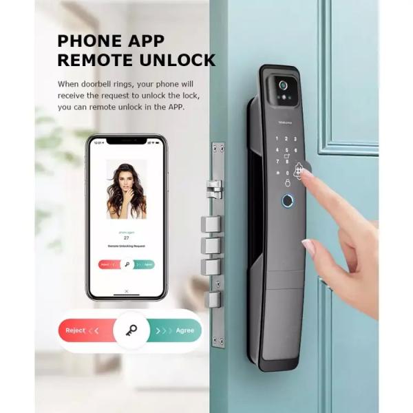Quality Peephole Camera Smart Face Recognition Door Lock Tuya Password Fingerprint Card for sale