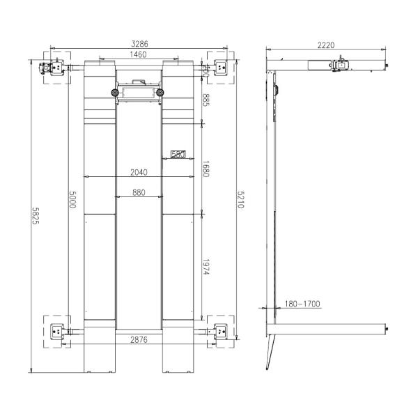 Quality 5T Four Post Hydraulic Lift 3286mm Width One Cylinder for sale