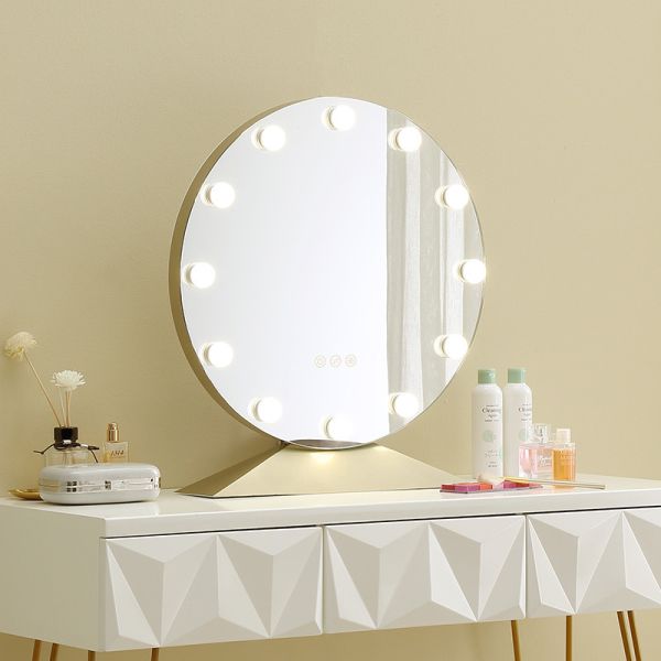 Quality Silver Finishing Makeup Mirror With LED Light Luxury Gold Customizable for sale