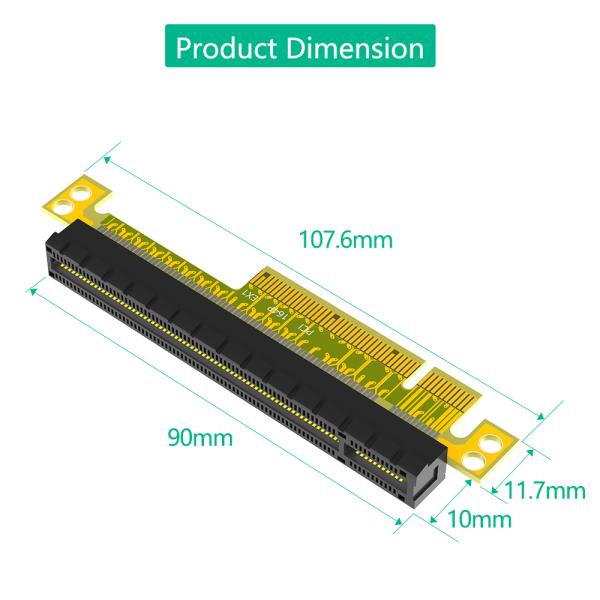 Quality PCI Express 8X to 16X Riser Card 107mm Black PCB for sale