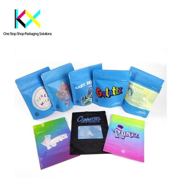Quality OEM Soft Touch Custom Printed Stand Up Pouch With Child Resistant Zipper for sale